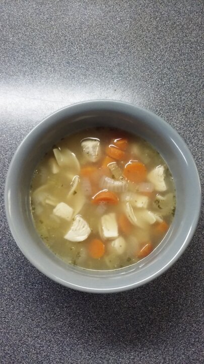 I simmered chicken bones for 26 hours to make a rich broth. During the ...