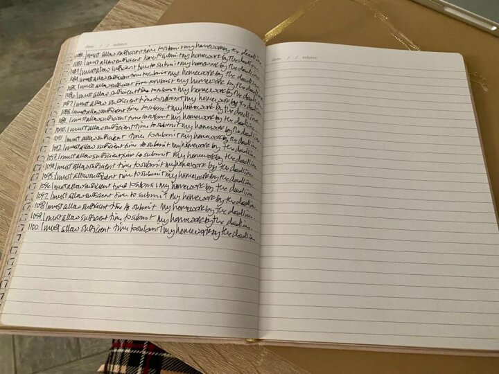 Punishment lines for late homework 1,100 lines completed | Punishment