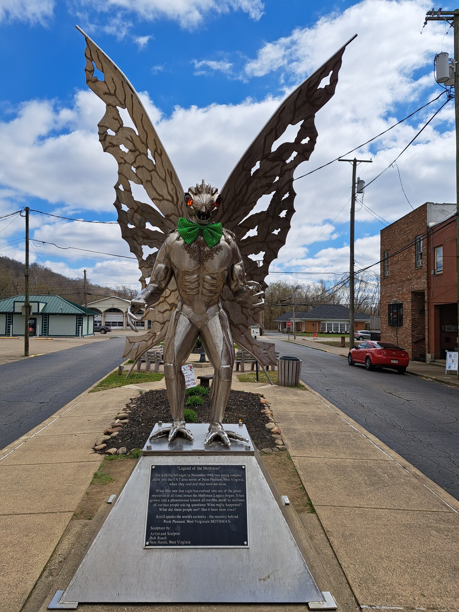 The Mothman statue in Point Pleasant, WV. beside... | WillaKissing | SimilarWorlds