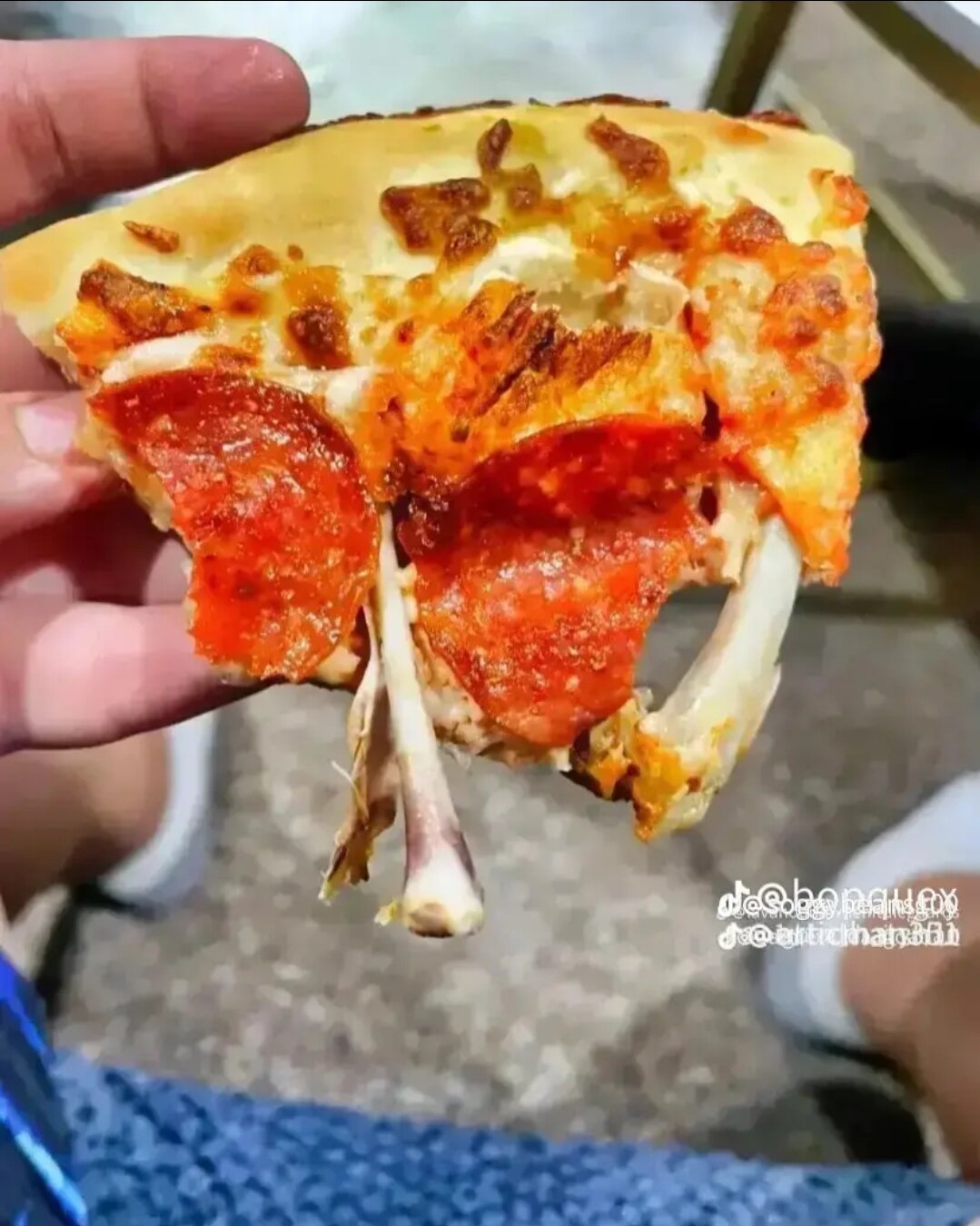 Delicious Pizza This cheese and crust is so good Has bones but I don't ...