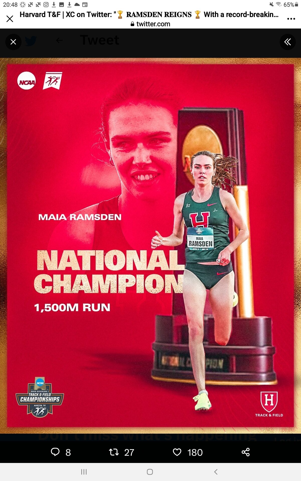 Kiwi Maia Ramsden steals US college 1500m crown for Harvard University ...