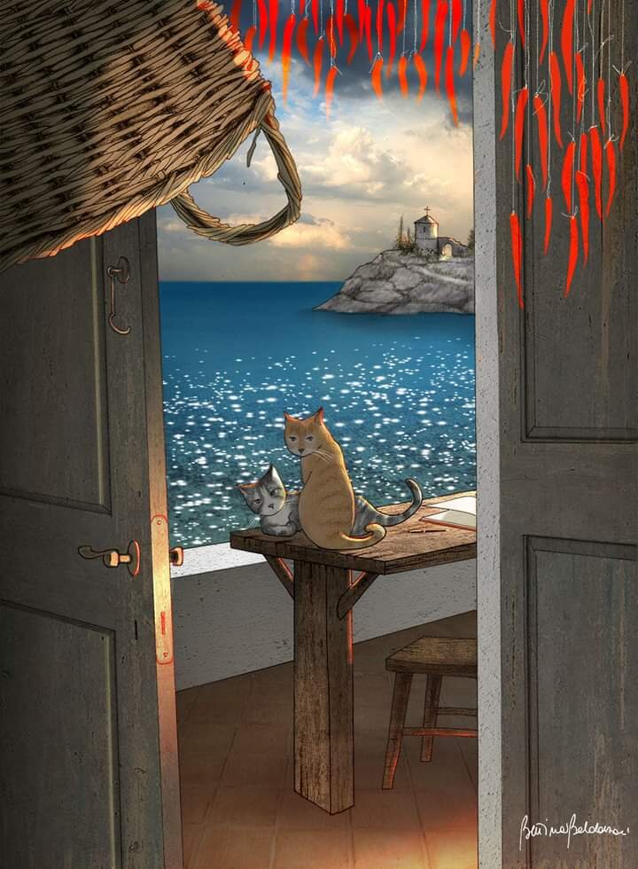 Beautiful Naive Art (with cats! 🐈🐈‍⬛) Artist Bettina Baldassari | Art