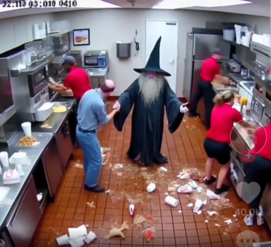 AI Art: Wizards visiting a fast food establishment Hey! We gonna rock ...