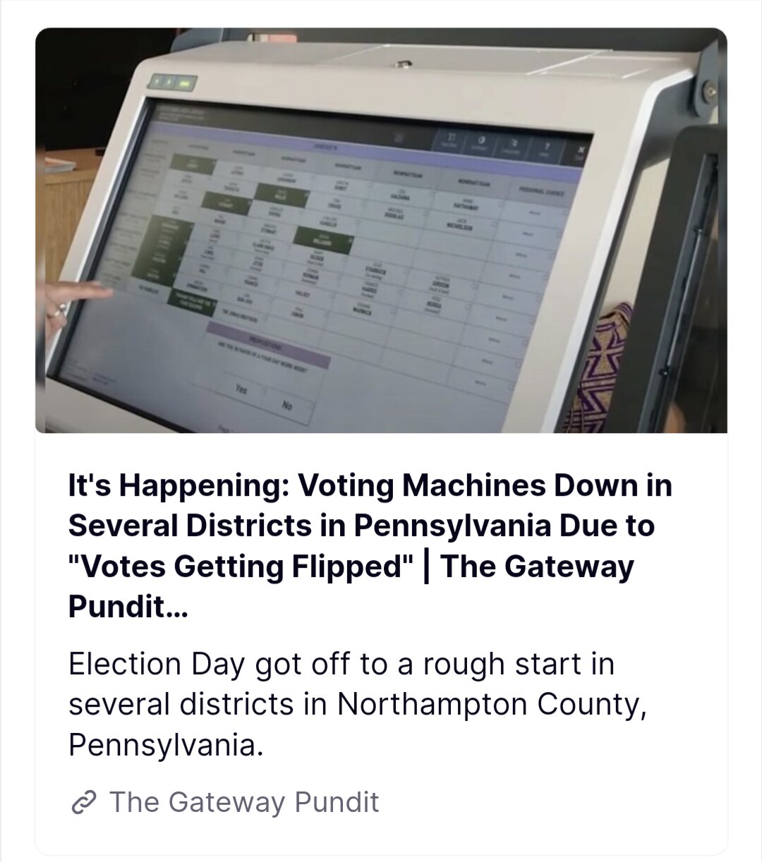 Voting Machine Issue In Northampton County, PA The machines were ...