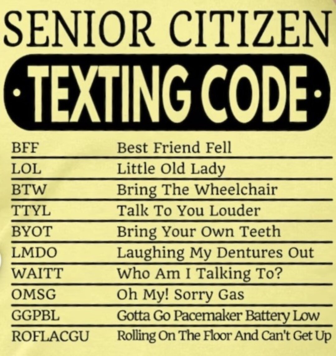 Helpful Acronyms For Seniors | Memes