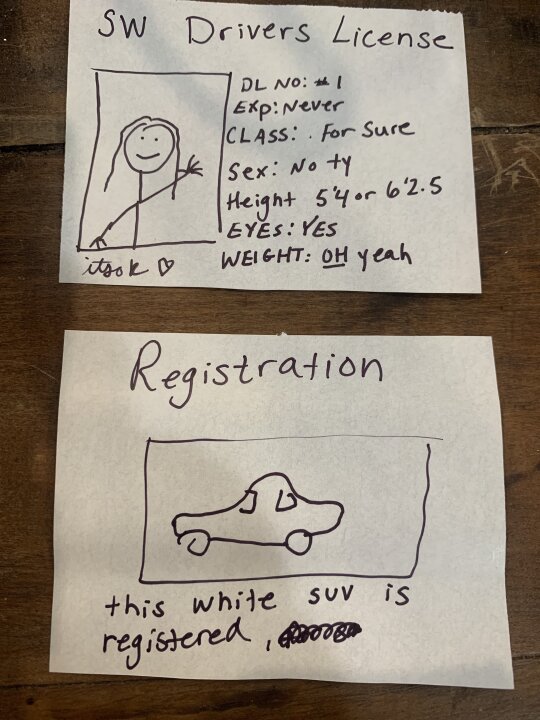 Hi there..license and registration please. 👮🏻‍♀️😛 | Driver's License