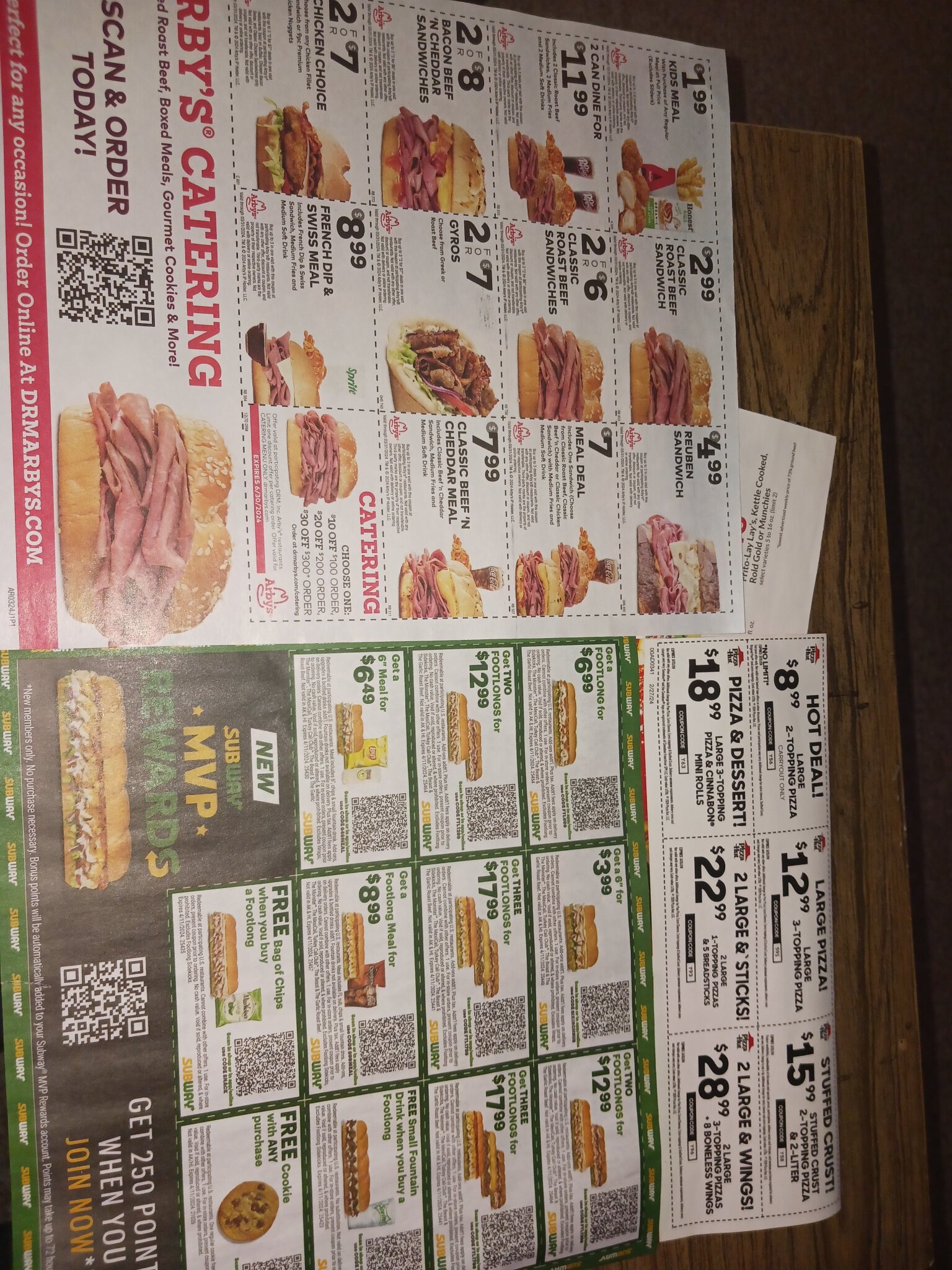I got three sets of fast food coupons for next month, two of my fellow ...