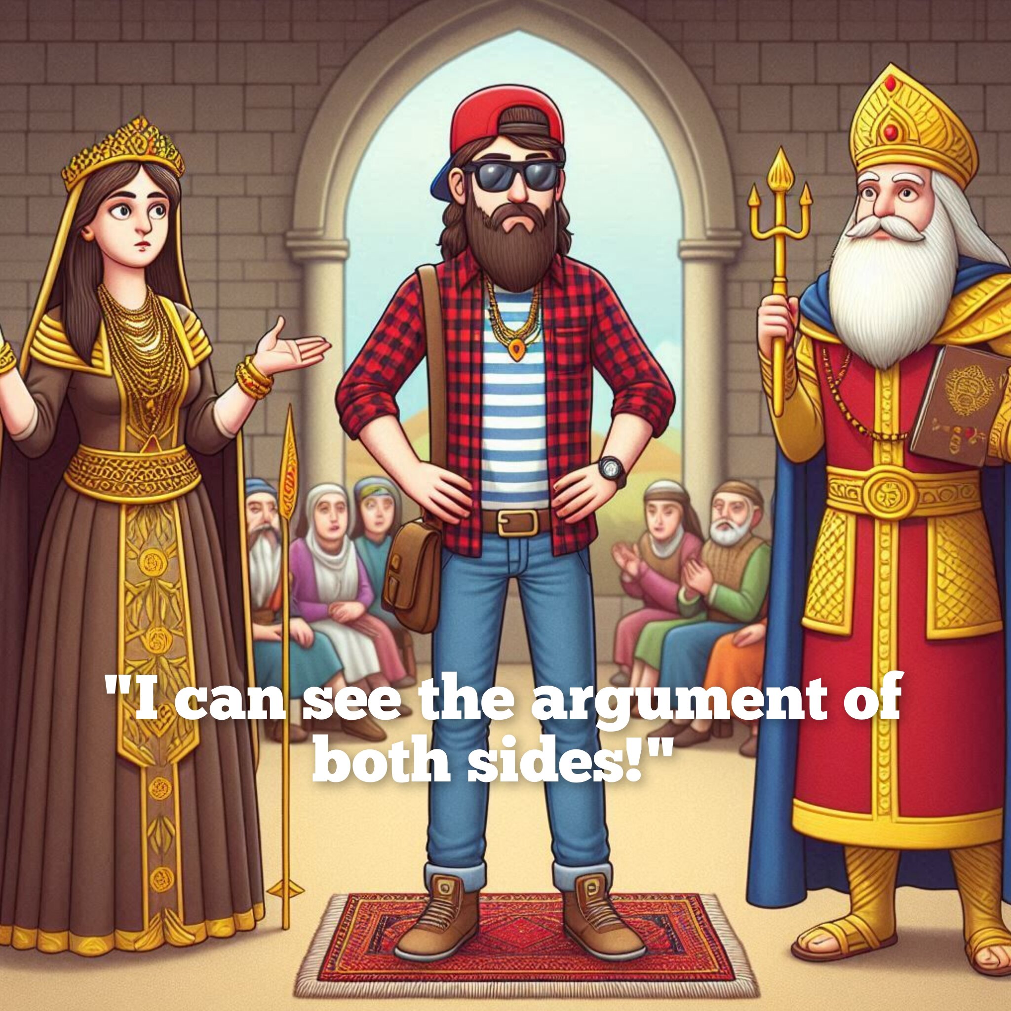 Biblical joke..... What if a Centrist time travelled and visited Queen ...