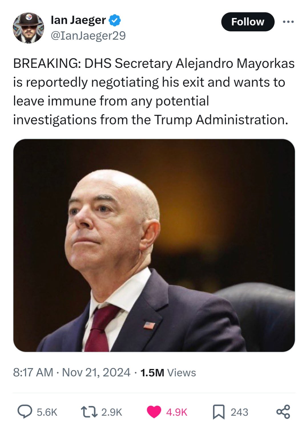 Mayorkas Wants To Leave DHS With Immunity? 🤣🤣🤣 The odd fantasy world in ...