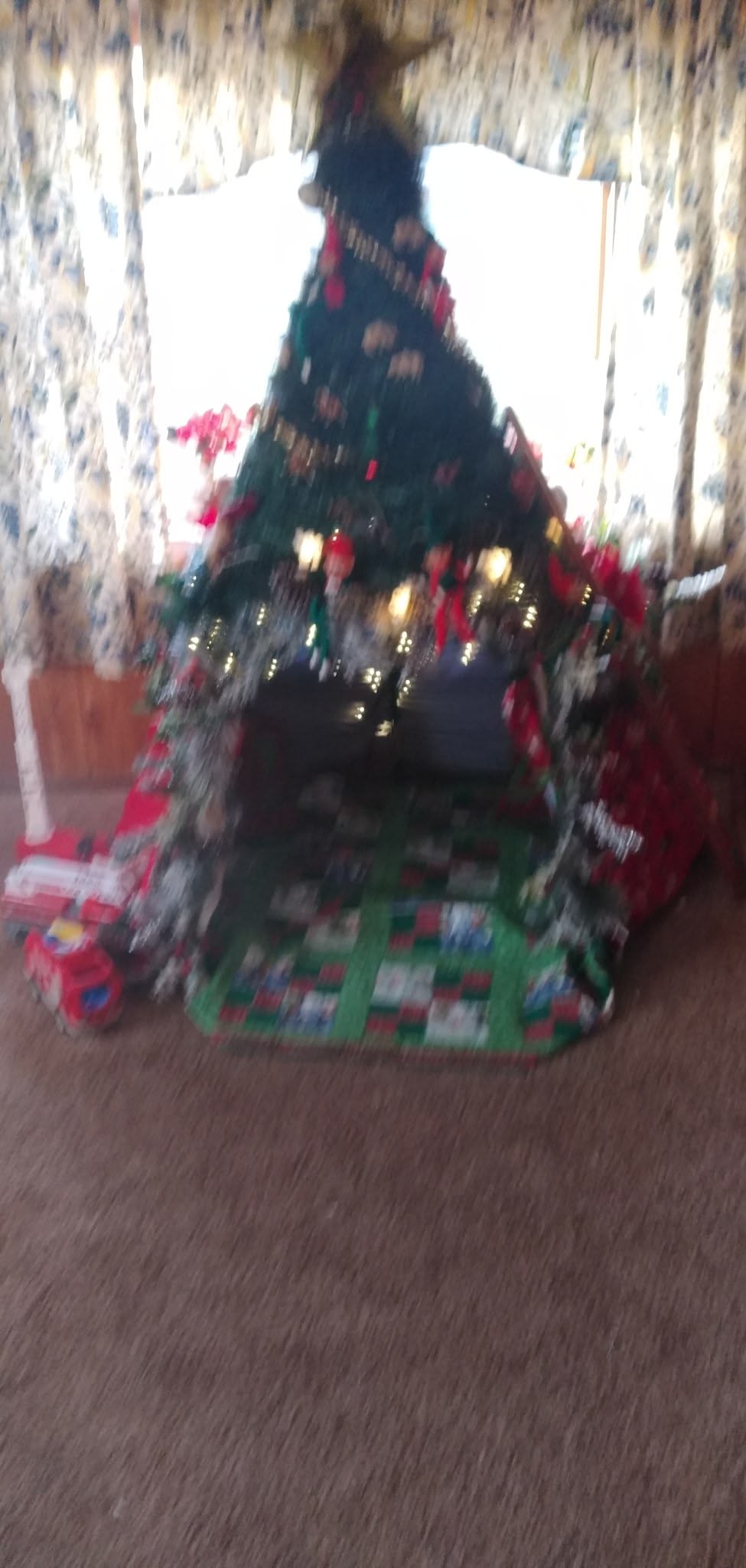 My mom put up a tent xmas tree for her grandkids | Christmas