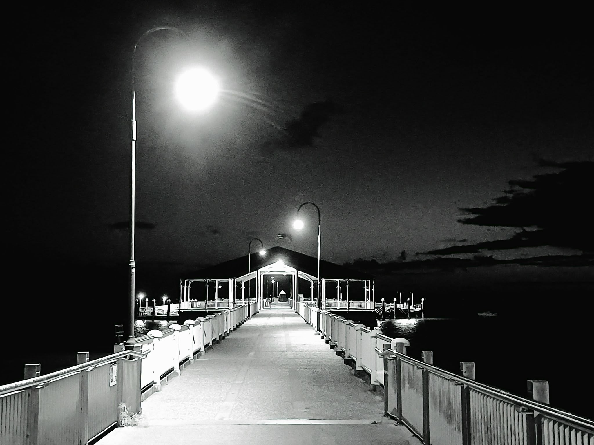 Jetty at dawn - 31 Jan 2025 Redcliffe Jetty Australia | Black and White ...