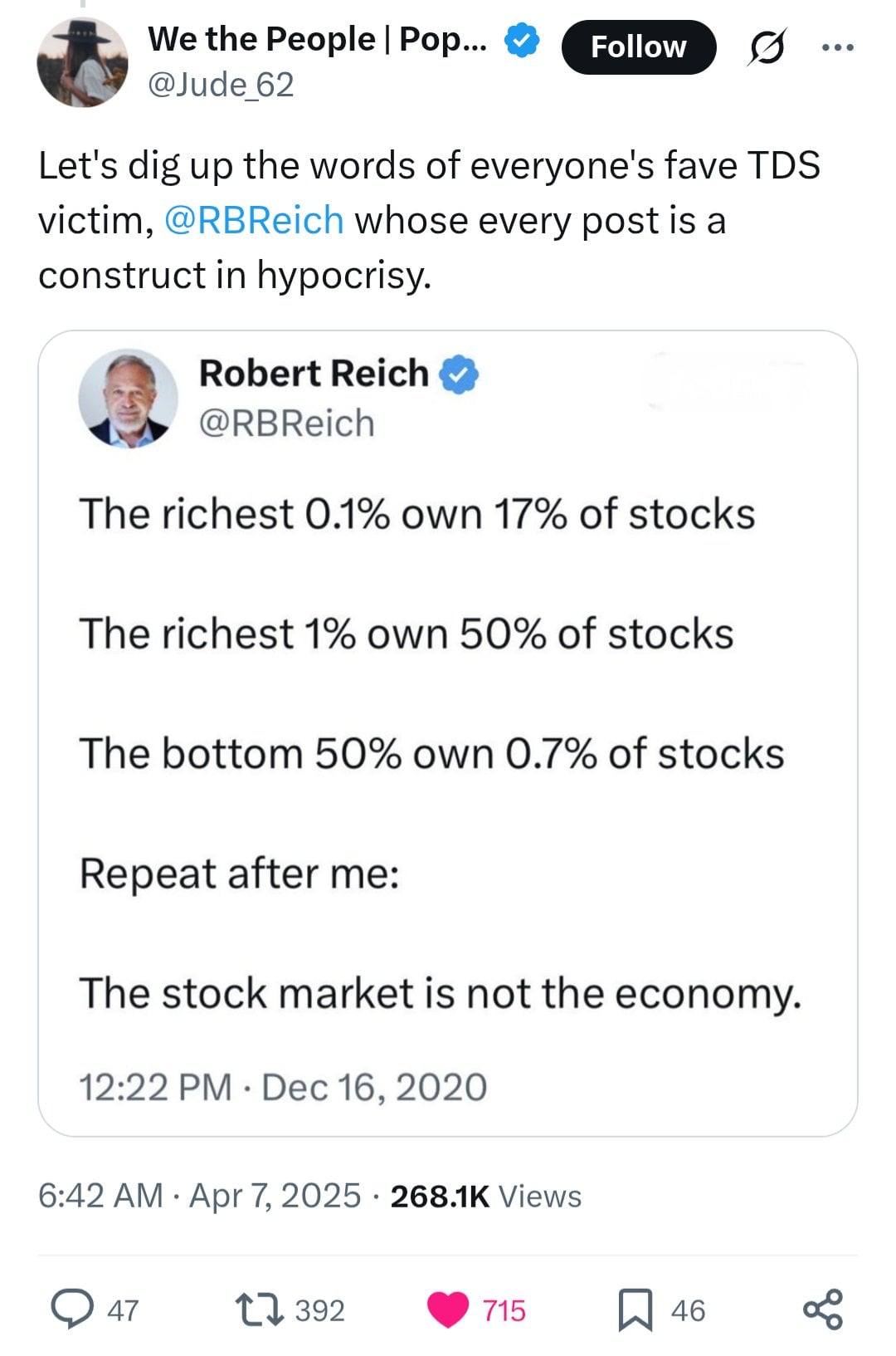Remember When Robert Reich Said This? I mean, he's not wrong...but it ...