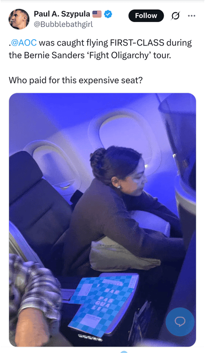 AOC Shows Her Commitment To The Anti-Oligarchy Movement By Flying 1st ...