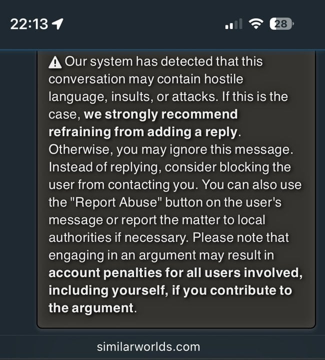 Warning notice Why do some users have this warning when you exchange messages? Is it because ...
