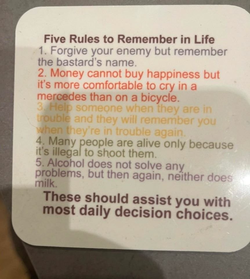 I live my life by five simple rules. Do you have rules you live by? Not ...